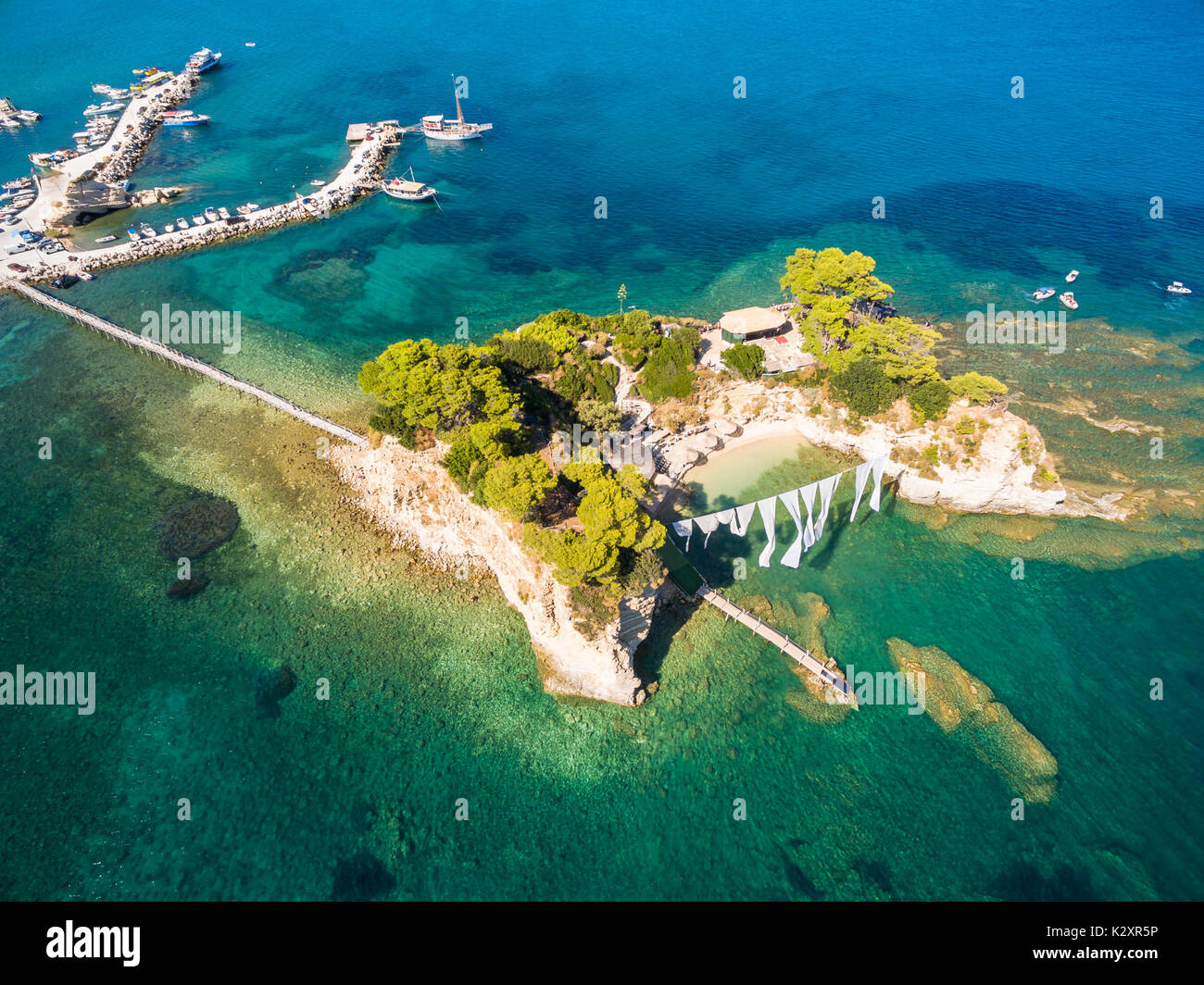 Aerial view of Cameo Island in Zakynthos (Zante) island, in Greece ...