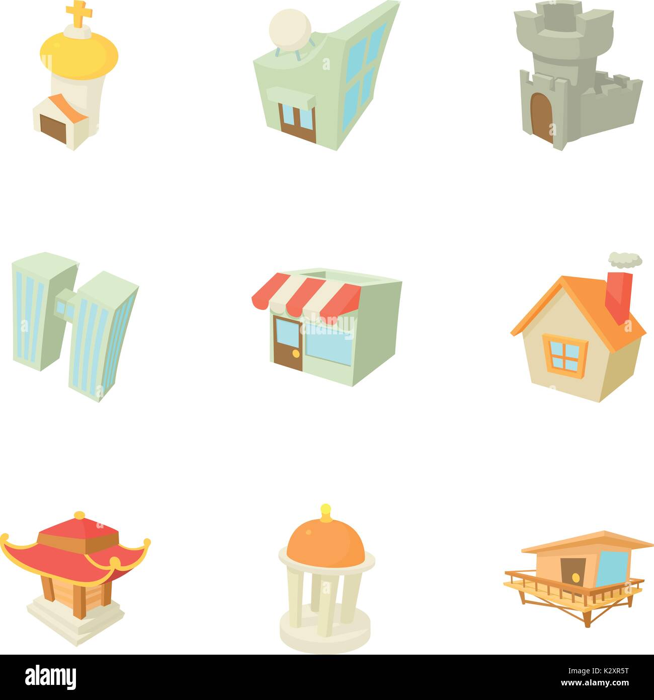 Building icons set, cartoon style Stock Vector Image & Art - Alamy