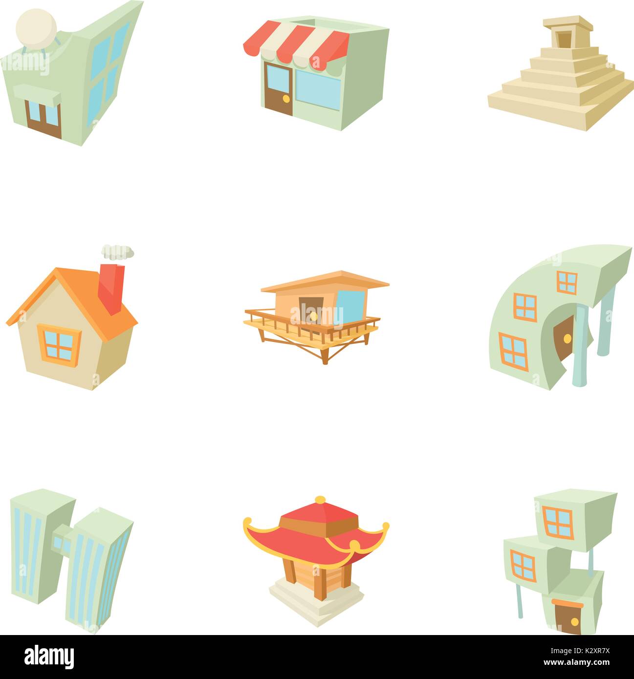 Different building icons set, cartoon style Stock Vector Image & Art ...