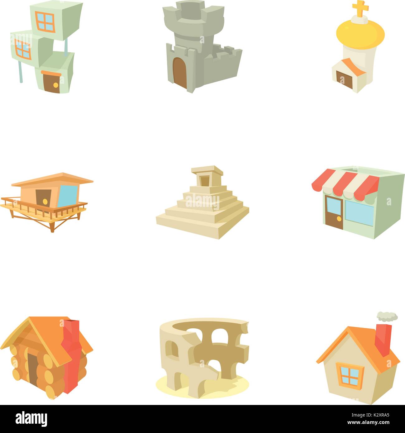 City sight icons set, cartoon style Stock Vector Image & Art - Alamy