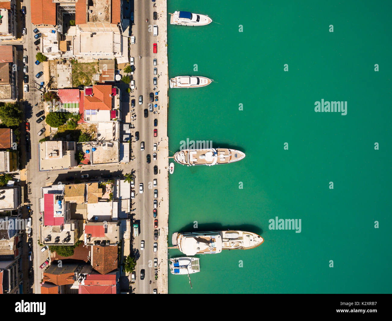 Aerial view of Zakynthos city in Zante island, in Greece Stock Photo ...