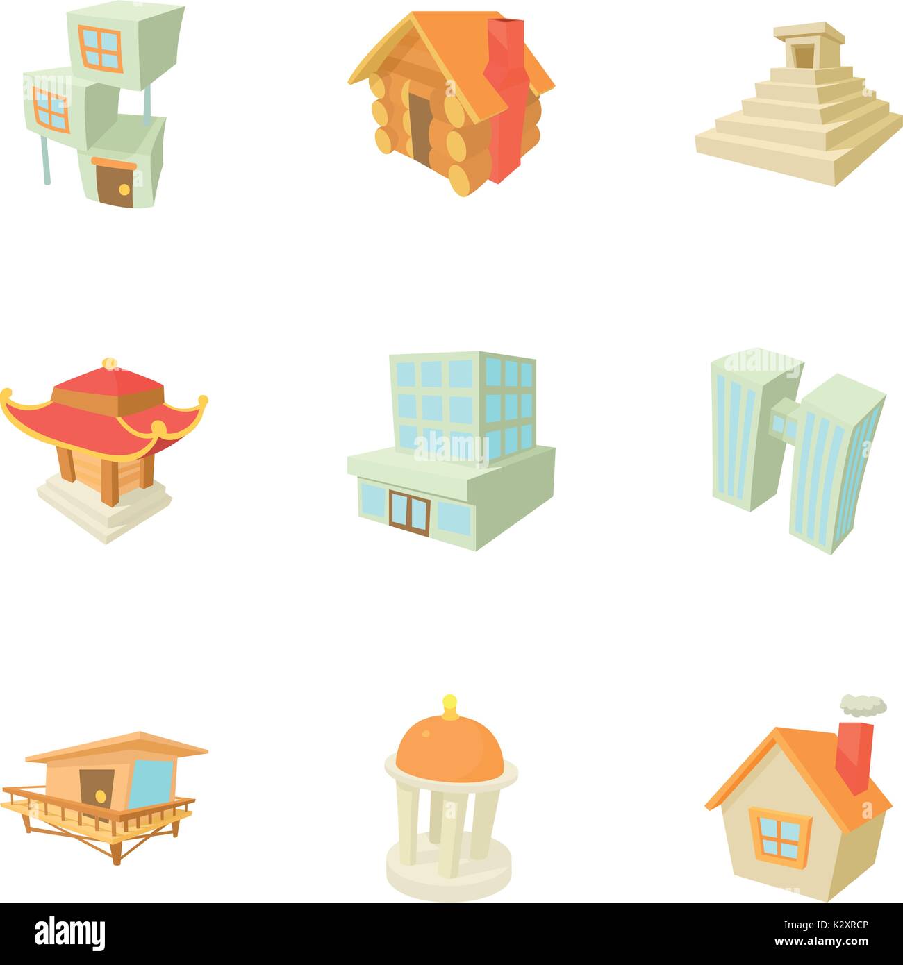 Big city icons set, cartoon style Stock Vector Image & Art - Alamy