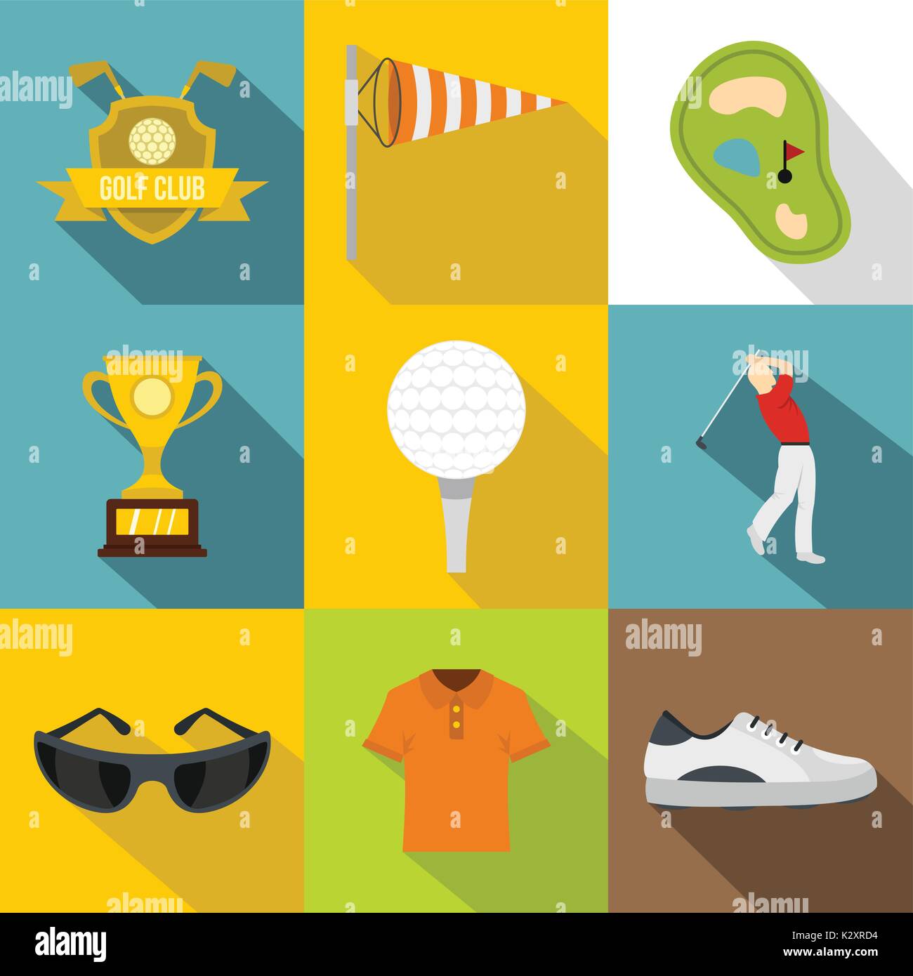 Golf icon set, flat style Stock Vector Image & Art - Alamy