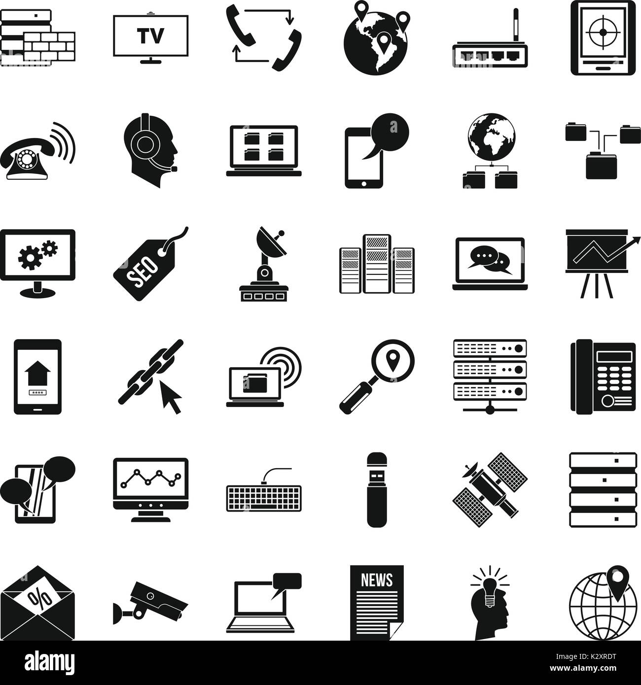 Telecommunication icons set, simple style Stock Vector Image & Art - Alamy