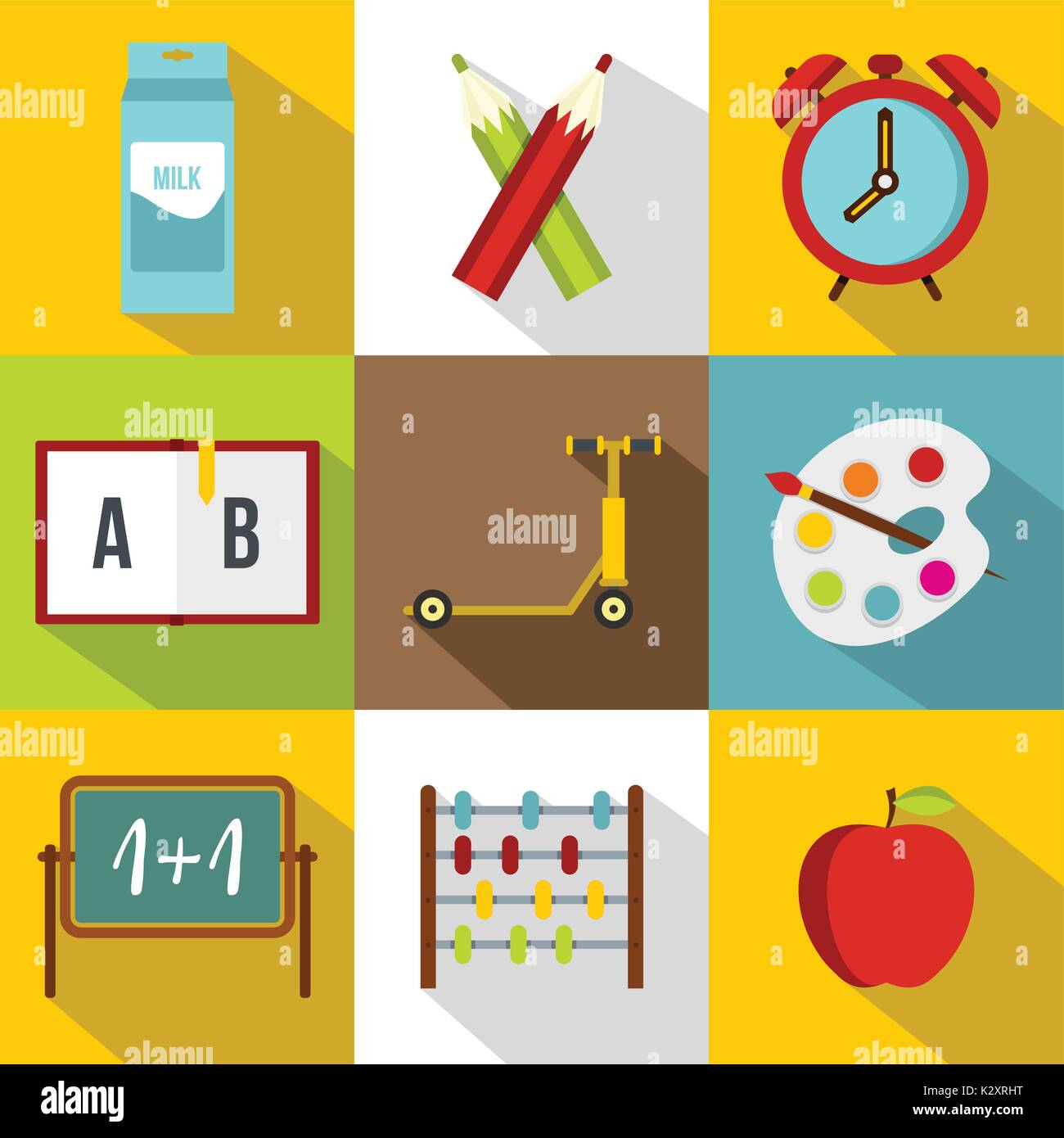 Schooling icon set, flat style Stock Vector Image & Art - Alamy