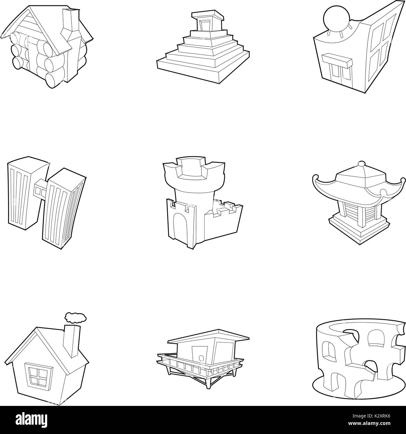 Parts of city icons set, outline style Stock Vector Image & Art - Alamy