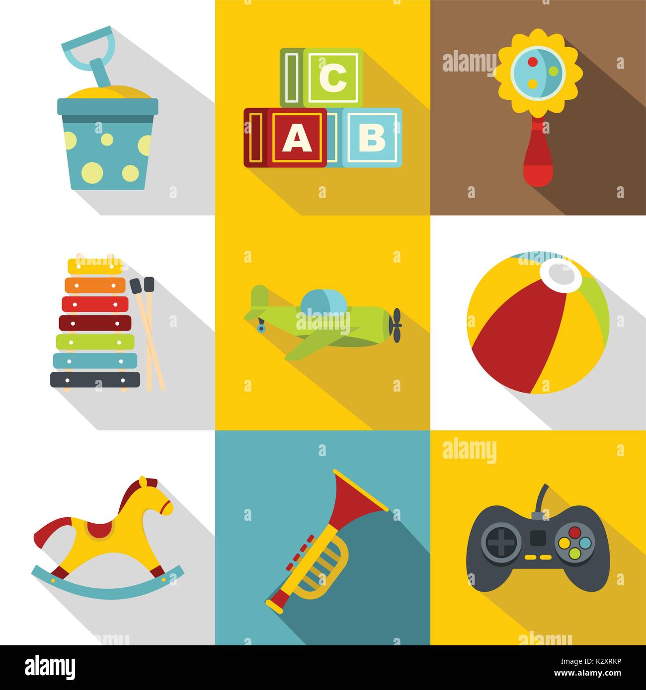 Children toys icon set, flat style Stock Vector Image & Art - Alamy