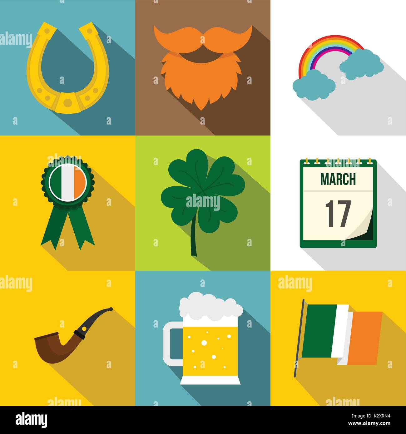 Saint Patrick day icon set, flat style Stock Vector Image & Art - Alamy