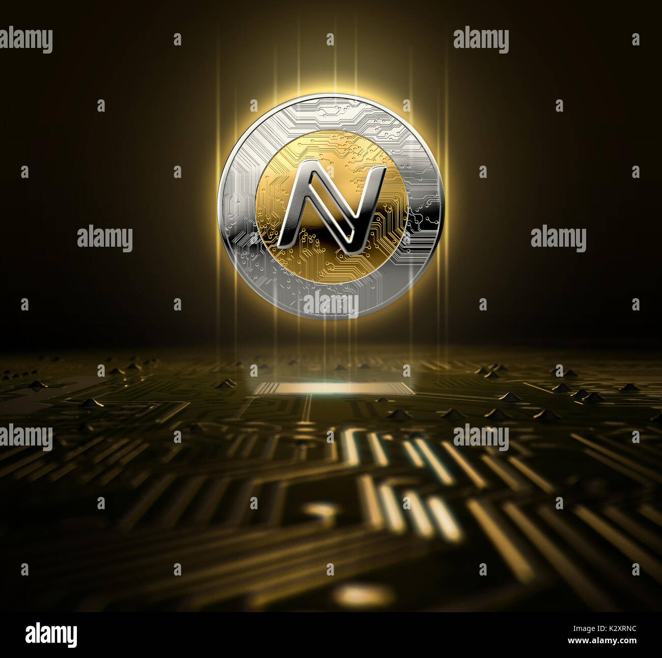 A namecoin cryptocurrency hologram in gold and silver physical coin ...