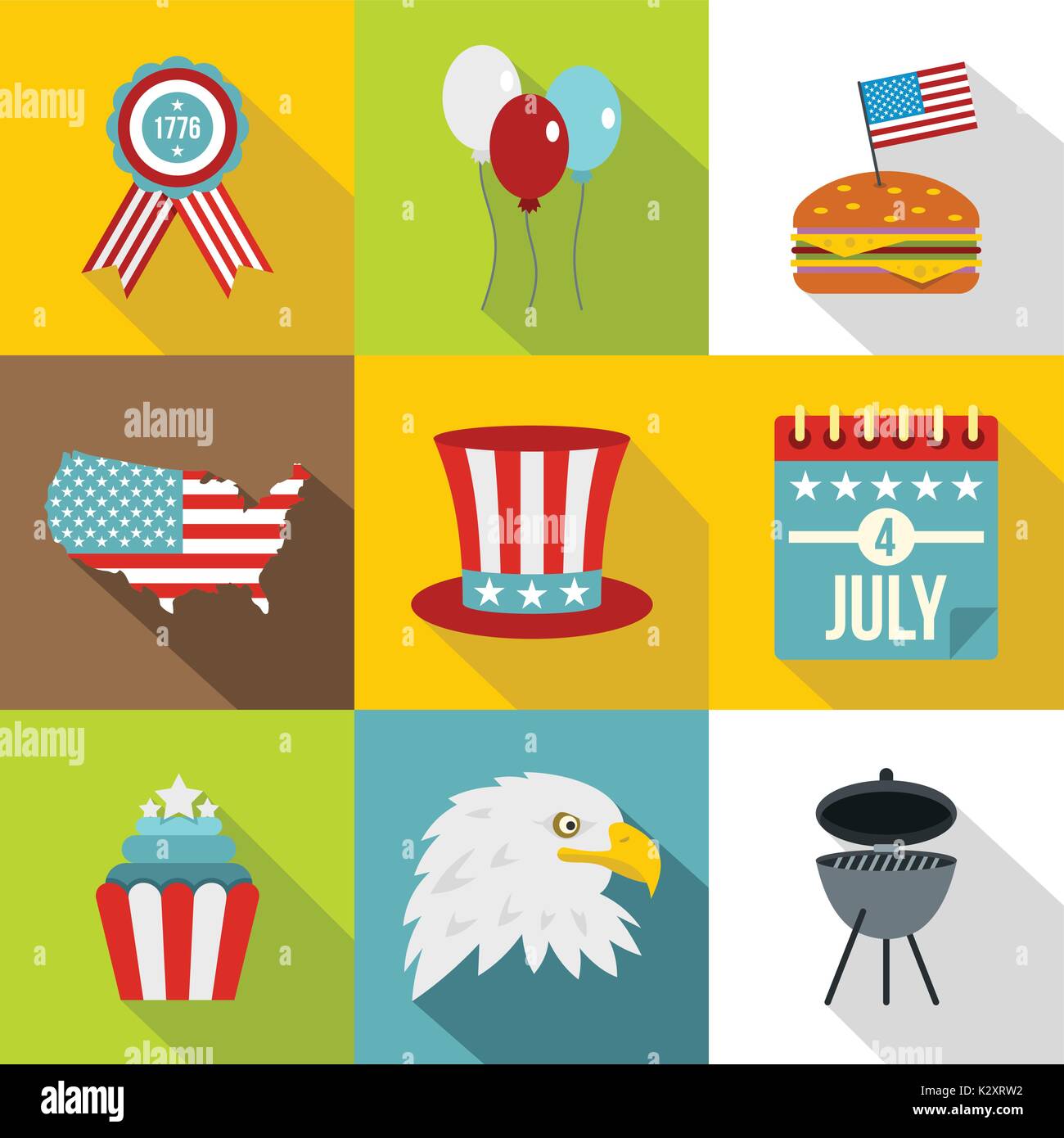 Independence day icon set, flat style Stock Vector Image & Art - Alamy