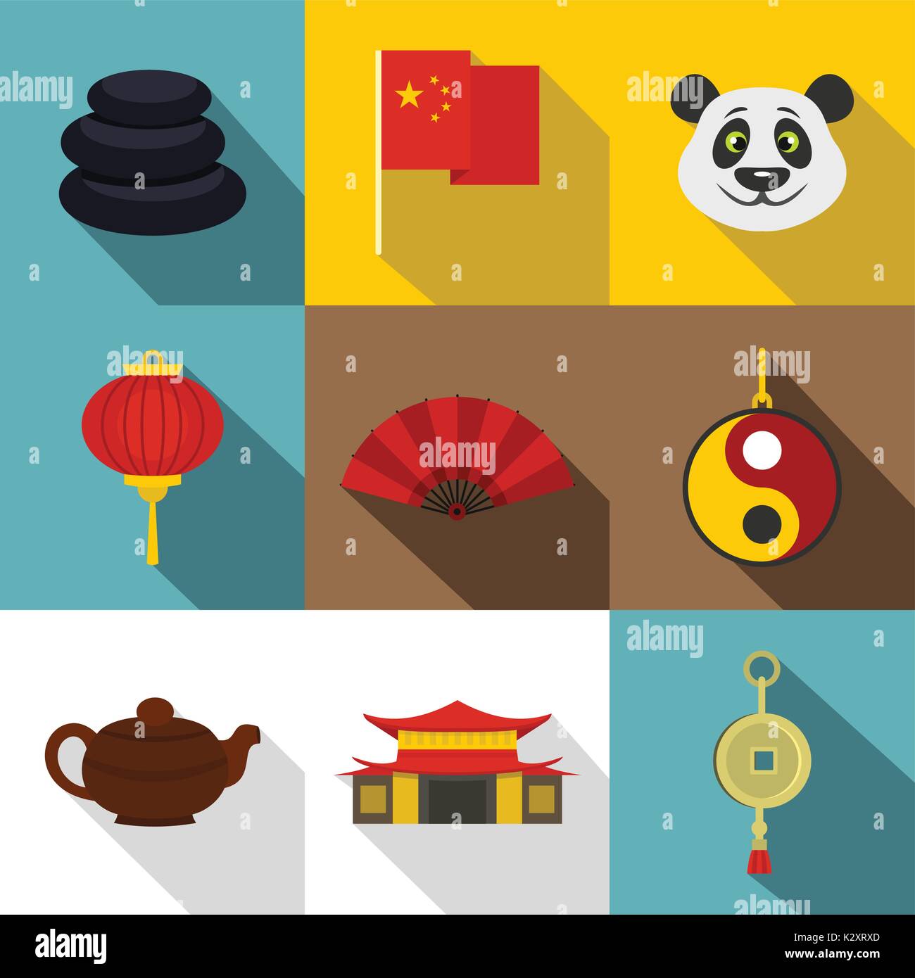 China travel icon set, flat style Stock Vector Image & Art - Alamy