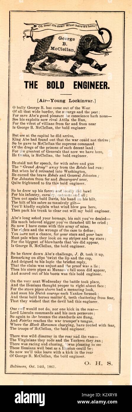 Broadside from the American Civil War, entitled 'The Bold Engineer ...
