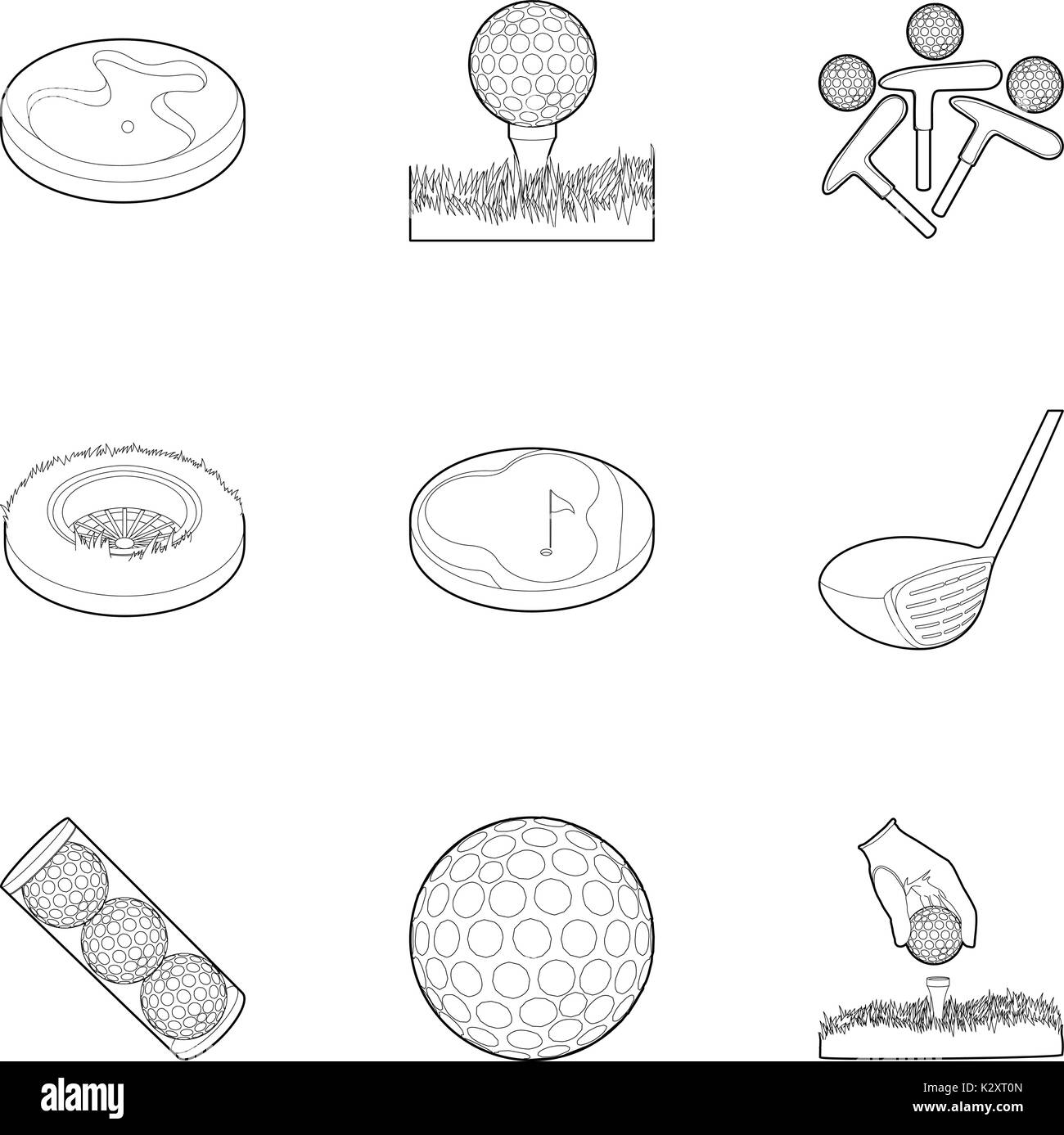 Golf icons set, outline style Stock Vector Image & Art - Alamy