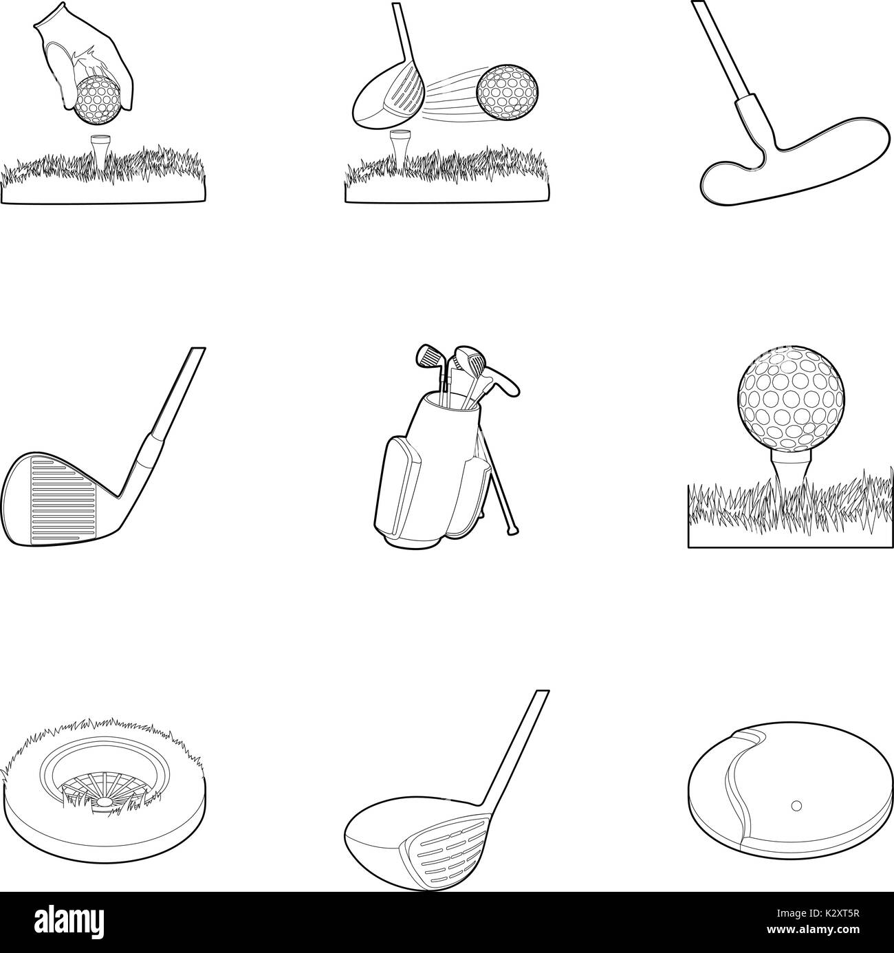 Golf things icons set, outline style Stock Vector Image & Art - Alamy