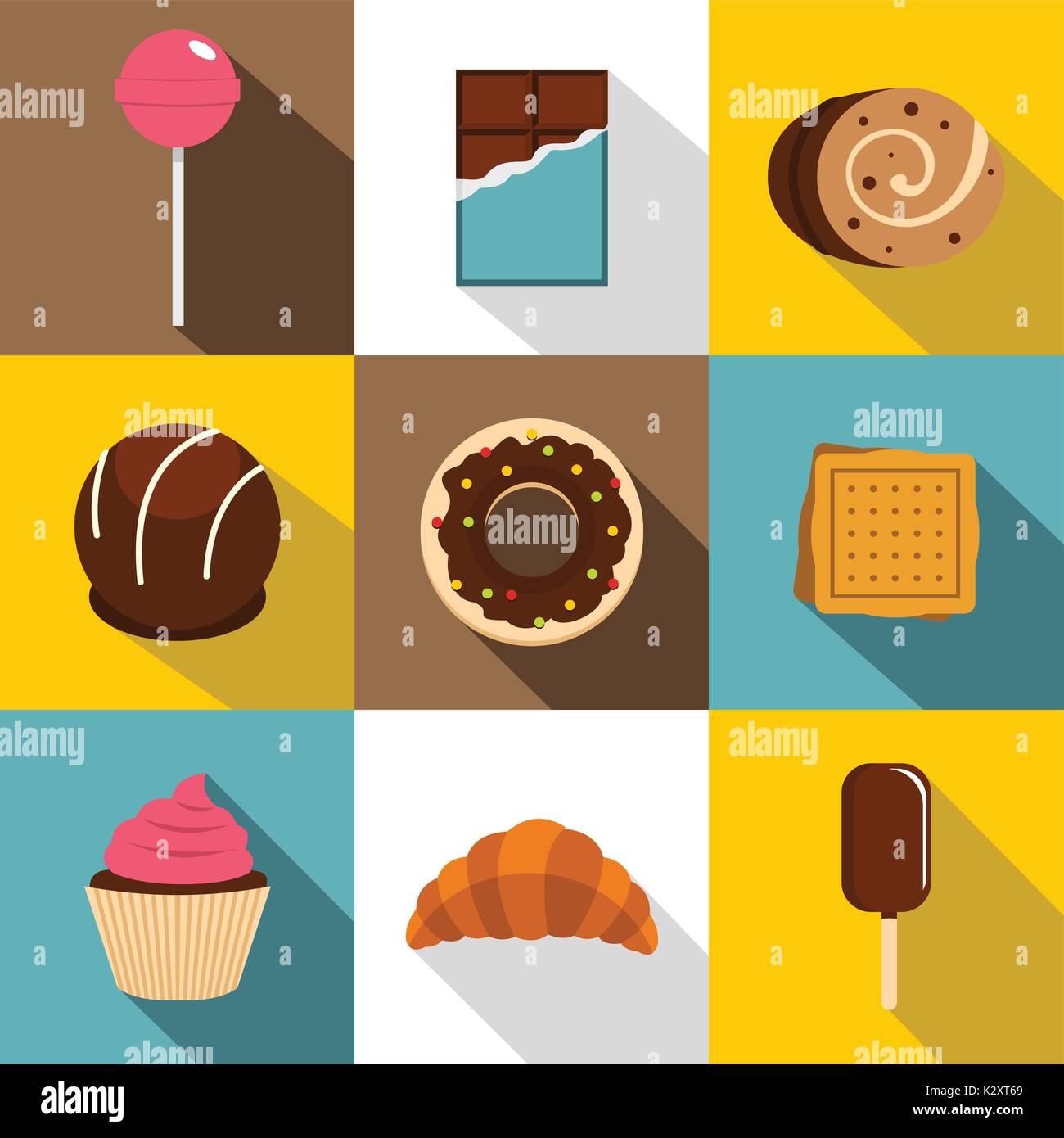 Sweets icon set, flat style Stock Vector Image & Art - Alamy