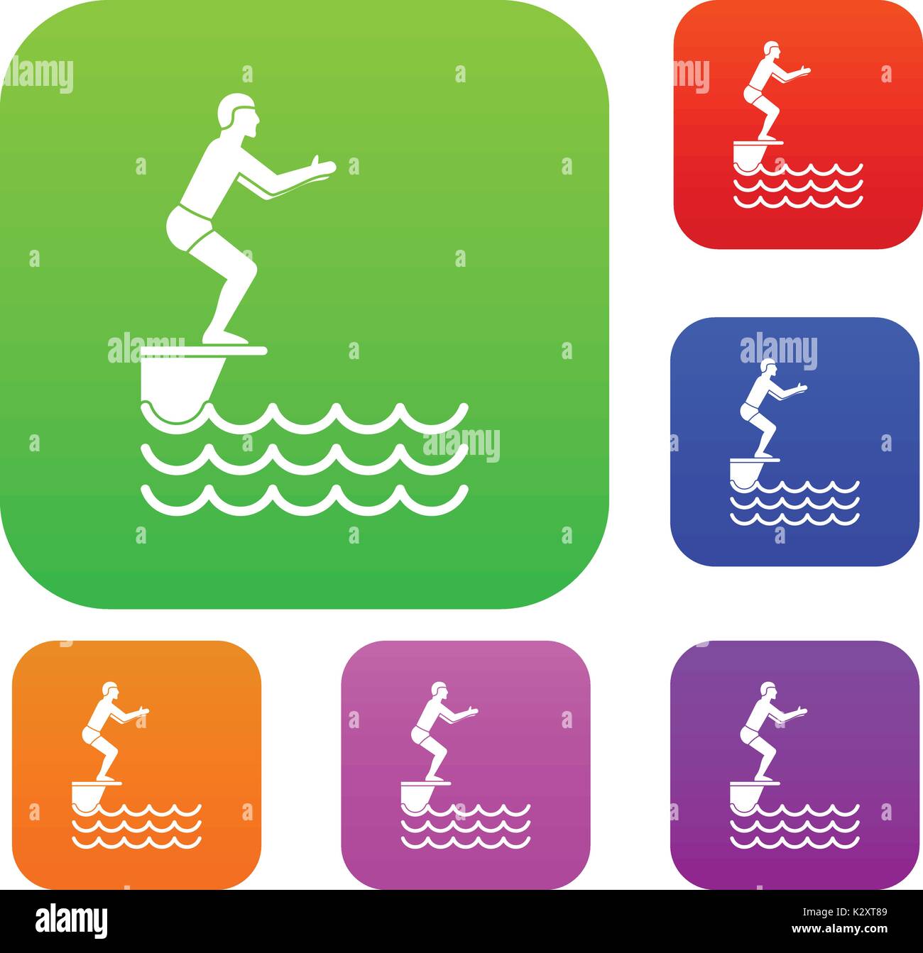 Man standing on springboard set collection Stock Vector Image & Art - Alamy