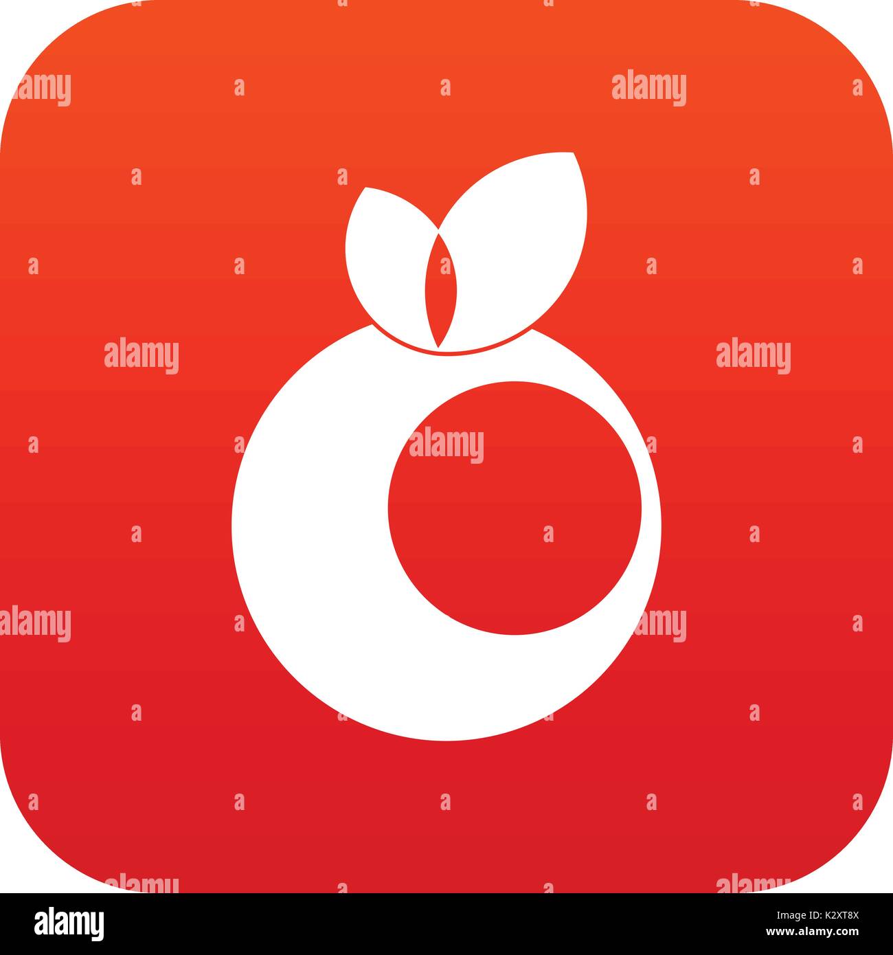 Round apple with leaves icon digital red Stock Vector Image & Art - Alamy