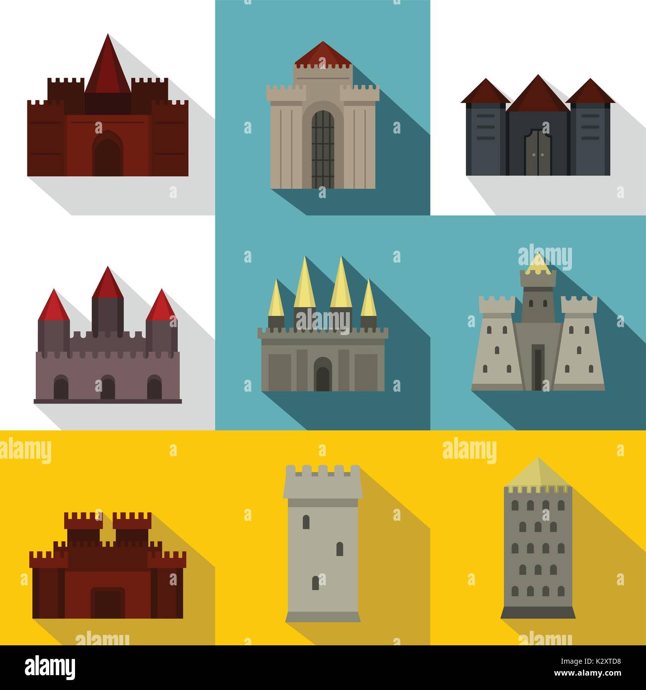 Medieval castles icon set, flat style Stock Vector Image & Art - Alamy