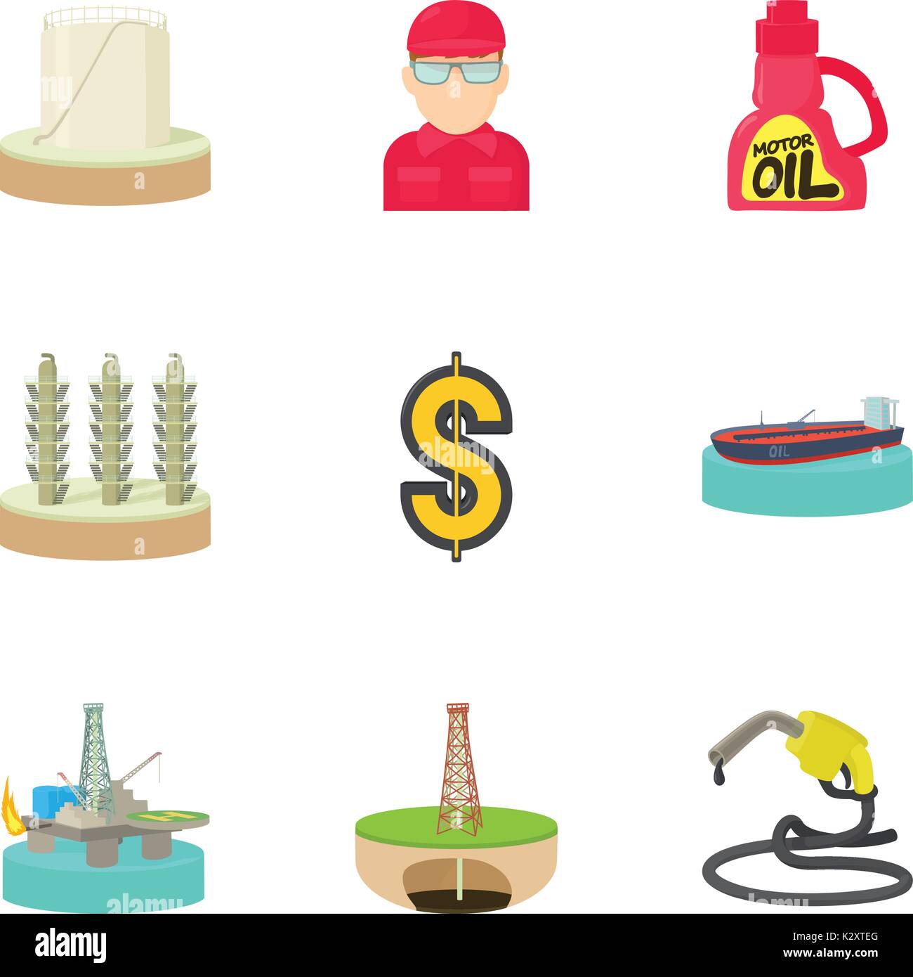 Oil production icons set, cartoon style Stock Vector Image & Art - Alamy