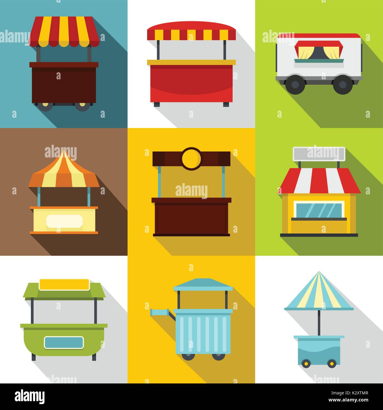 Market stall icon set, flat style Stock Vector Image & Art - Alamy