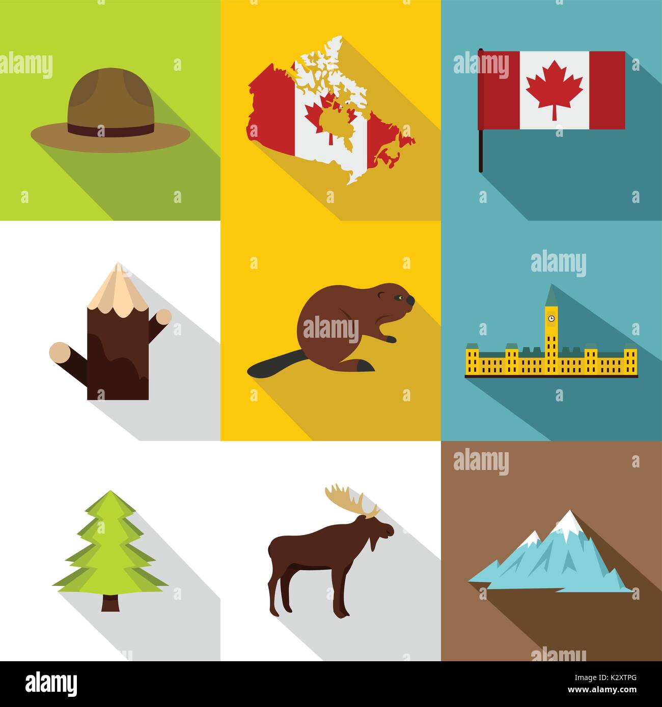 Landmarks of Canada icon set, flat style Stock Vector Image & Art - Alamy