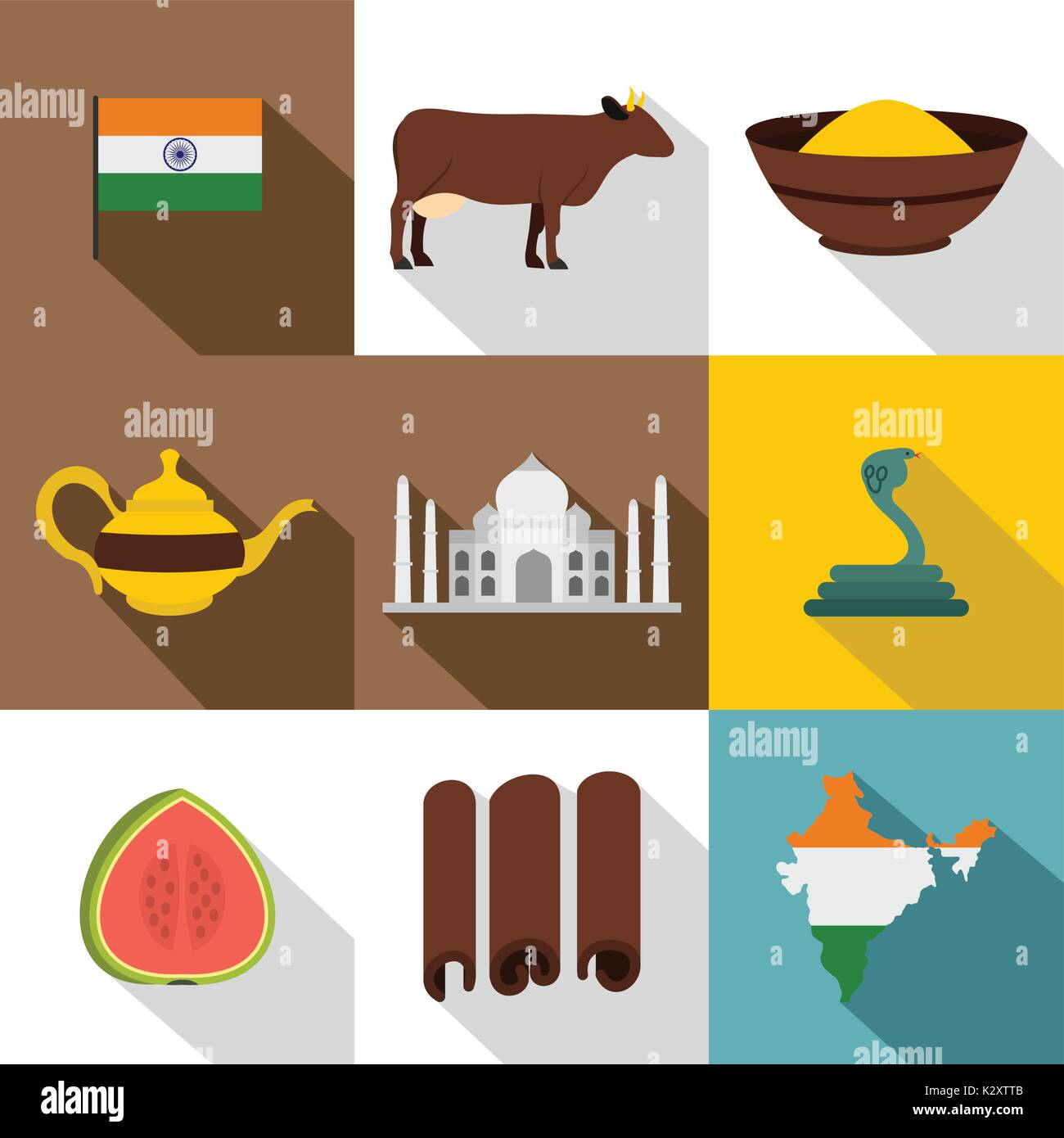India icon set, flat style Stock Vector Image & Art - Alamy