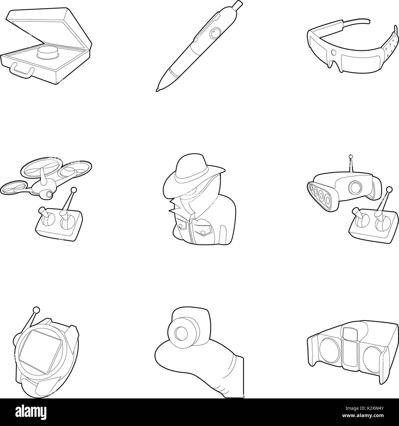 Fbi icons set, outline style Stock Vector Image & Art - Alamy