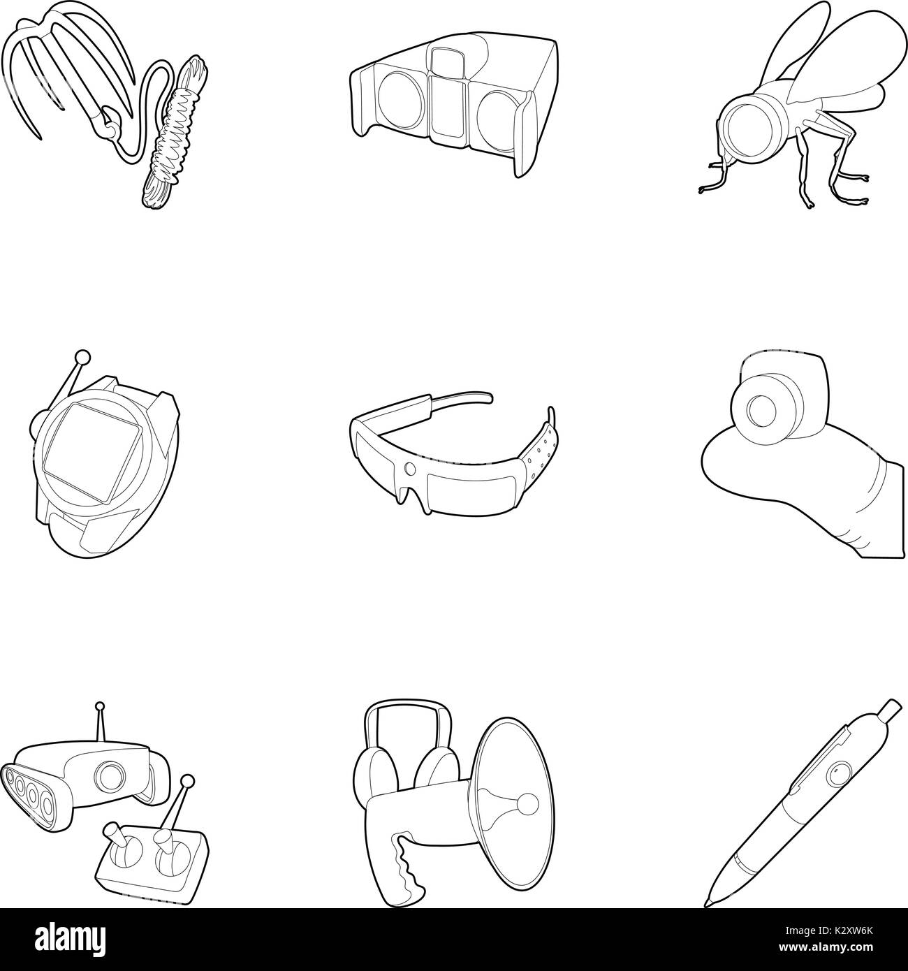 Spy equipment icons set, outline style Stock Vector Image & Art - Alamy