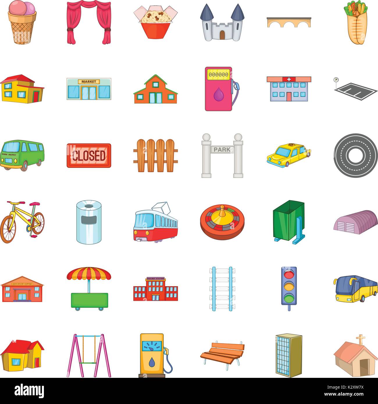 Town icons set, cartoon style Stock Vector Image & Art - Alamy