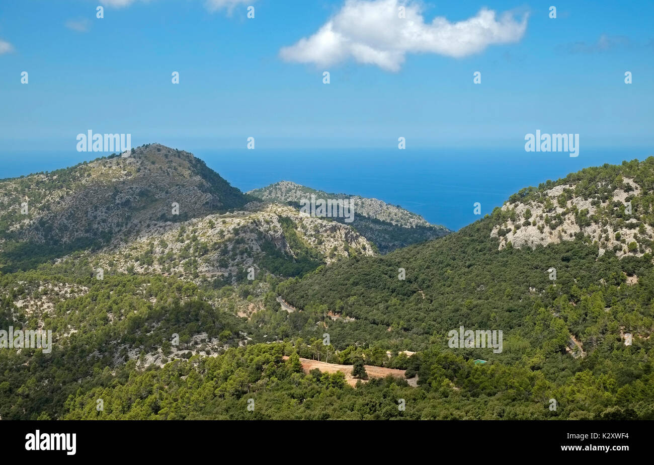 View from above Soller North Coast of Majorca Mallorca Spain Espana EU ...