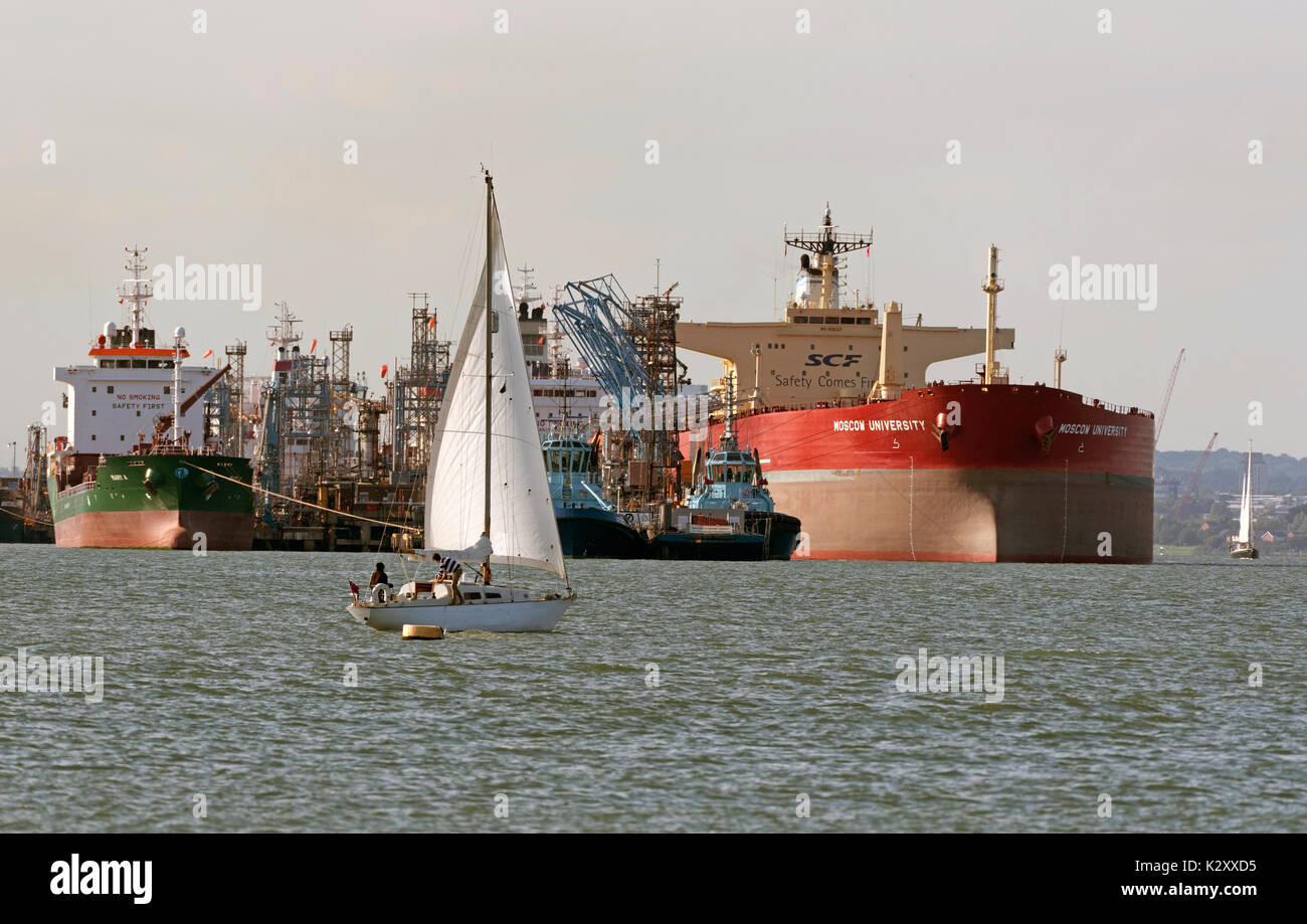 Russian tanker ship Moscow University alongside the Fawley Marine ...