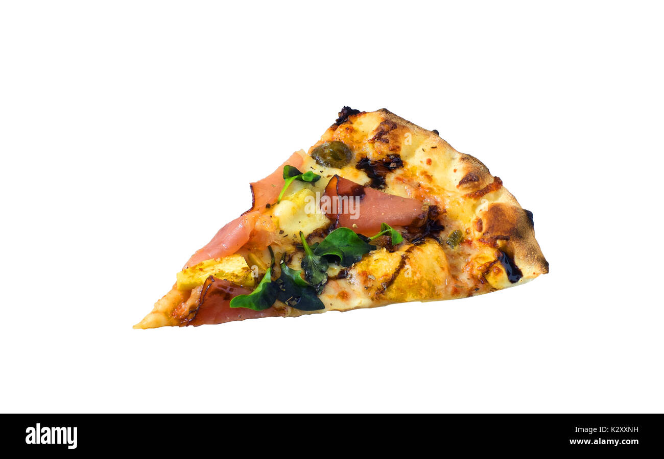 ham pizza on white isolated Stock Photo - Alamy