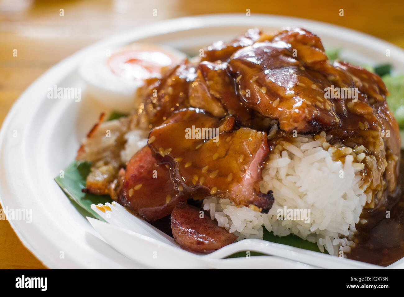 Rice with roasted pork Stock Photo - Alamy