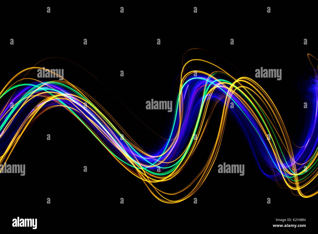 Multi Color light painting photography - long exposure wave pattern ...