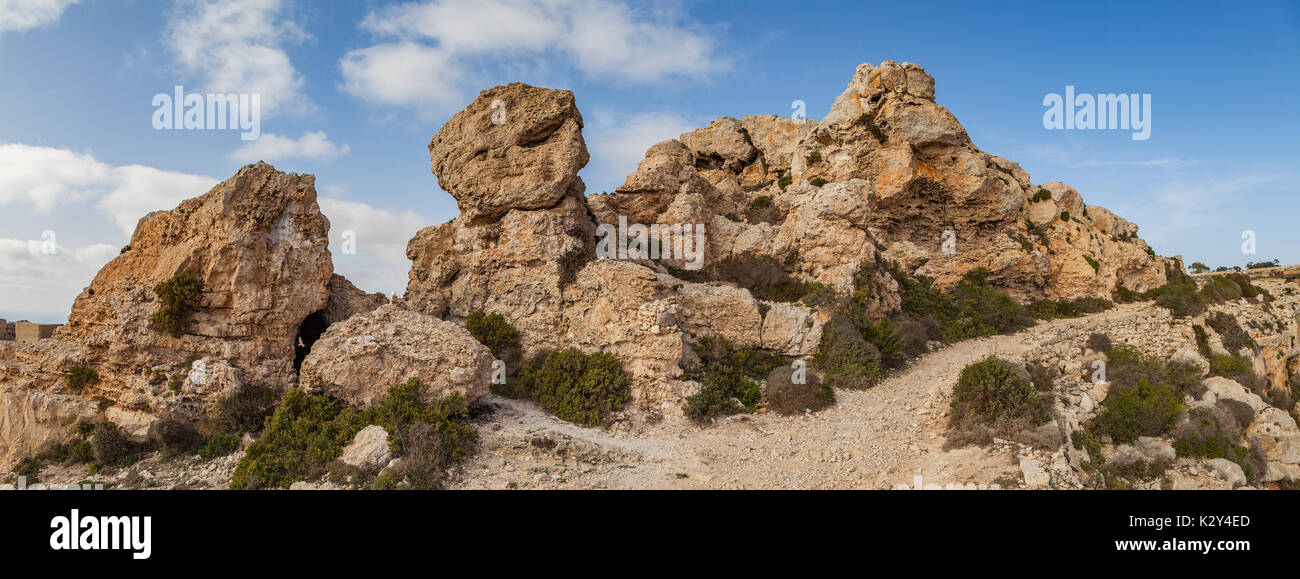 Limestone rocks of Malta island. Panoramic view Stock Photo - Alamy