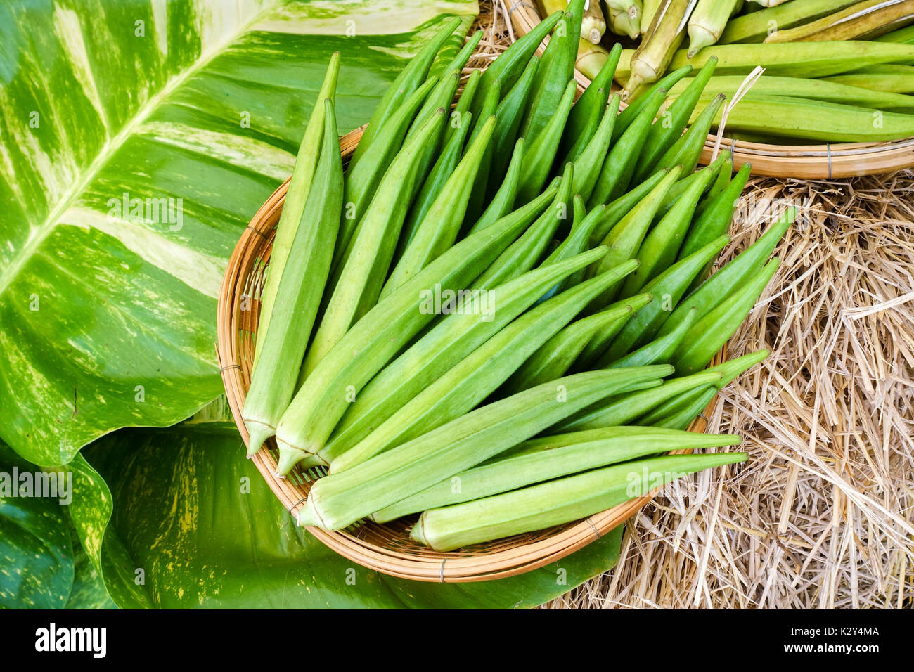 Okra in basket hi-res stock photography and images - Alamy