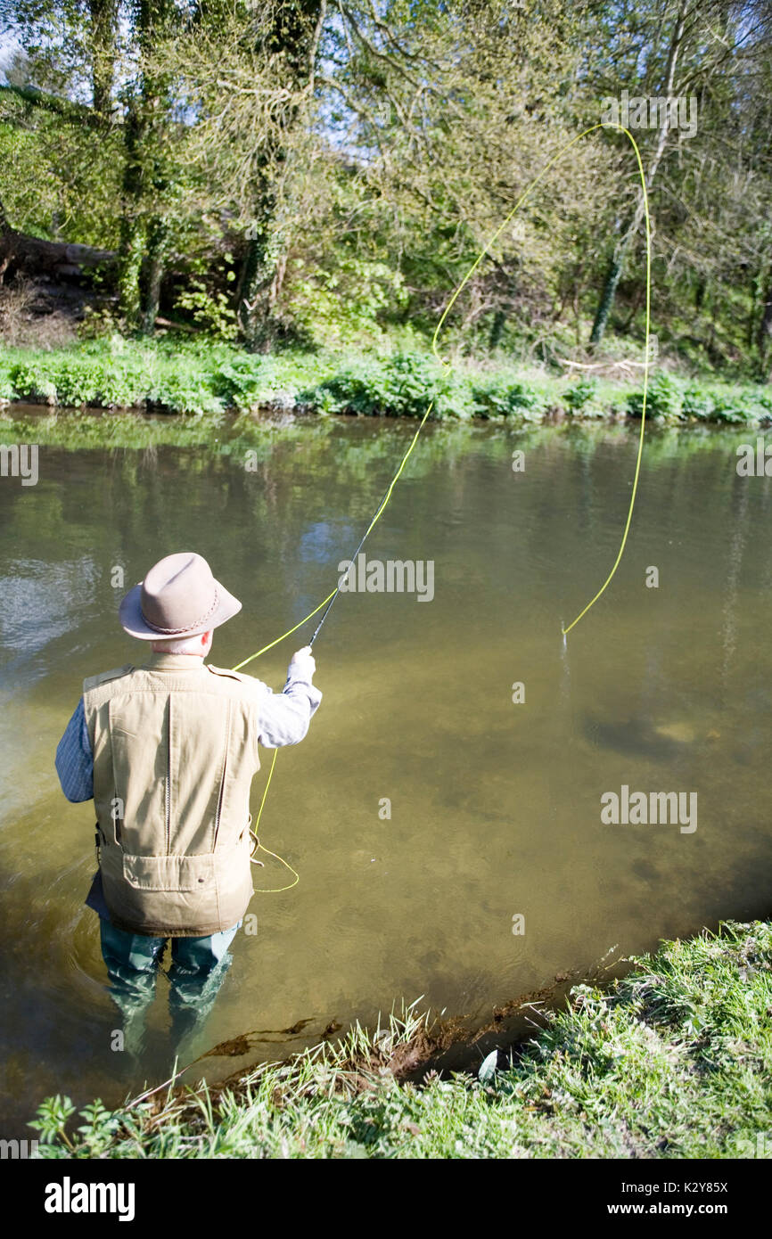 fly fishing upper Chalke river Stock Photo - Alamy