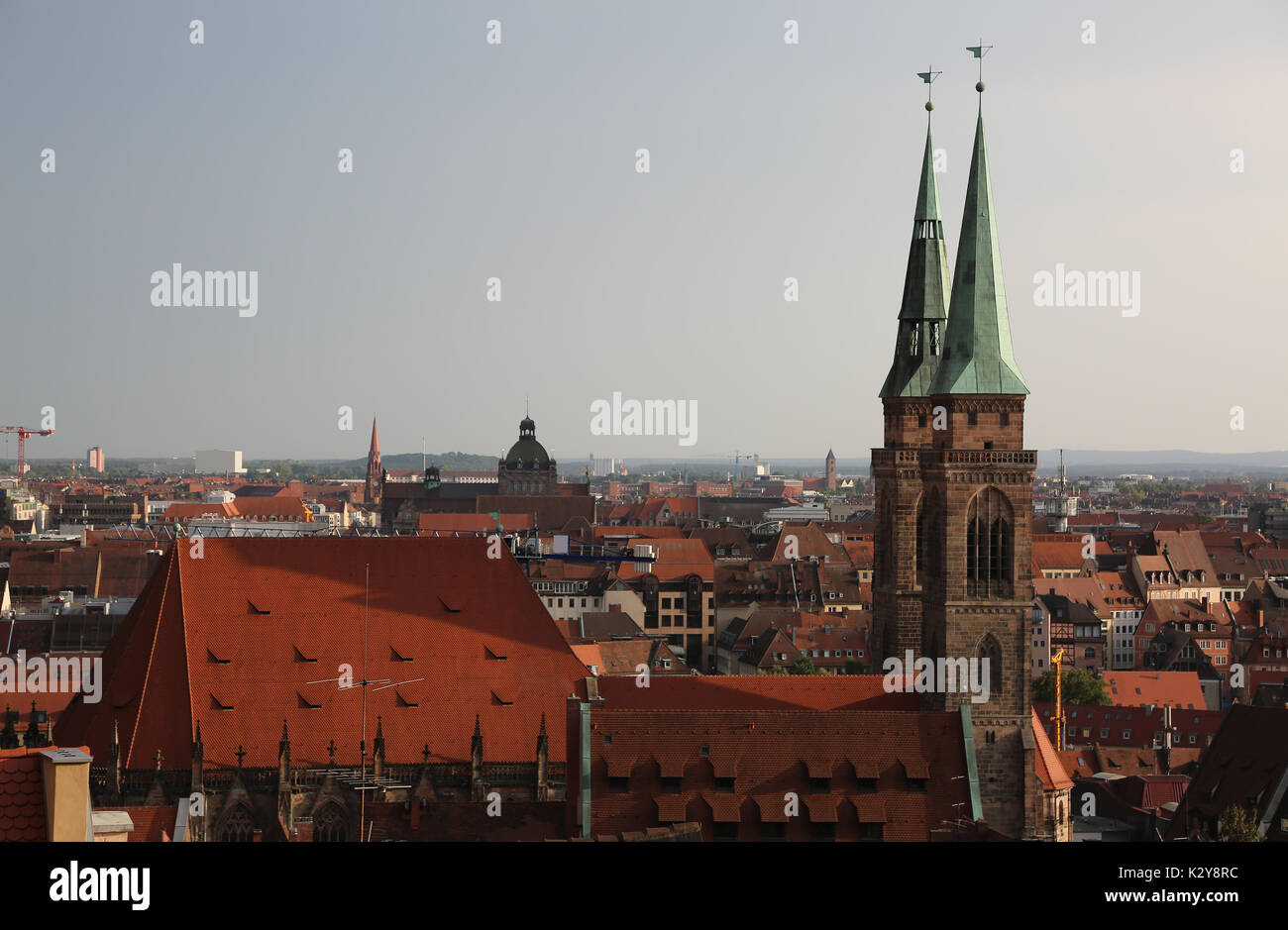 Panorama of the city of Nuremberg in Germany with many houses Stock ...