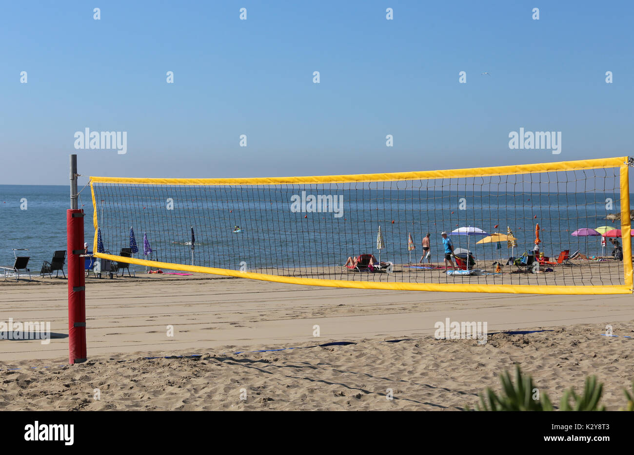 net on the beach for playing beach volley during summer vacation by the ...