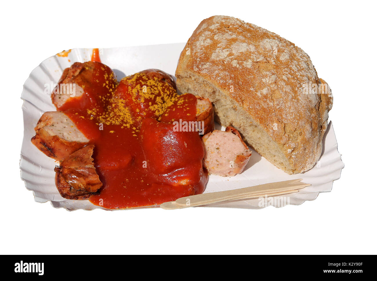 Famous Berlin dish with Wurstel and ketchup and spices called Curry ...