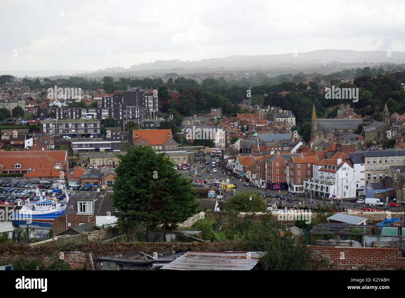 Whitby Town North Yorkshire View From Above showing Fishing and other ...