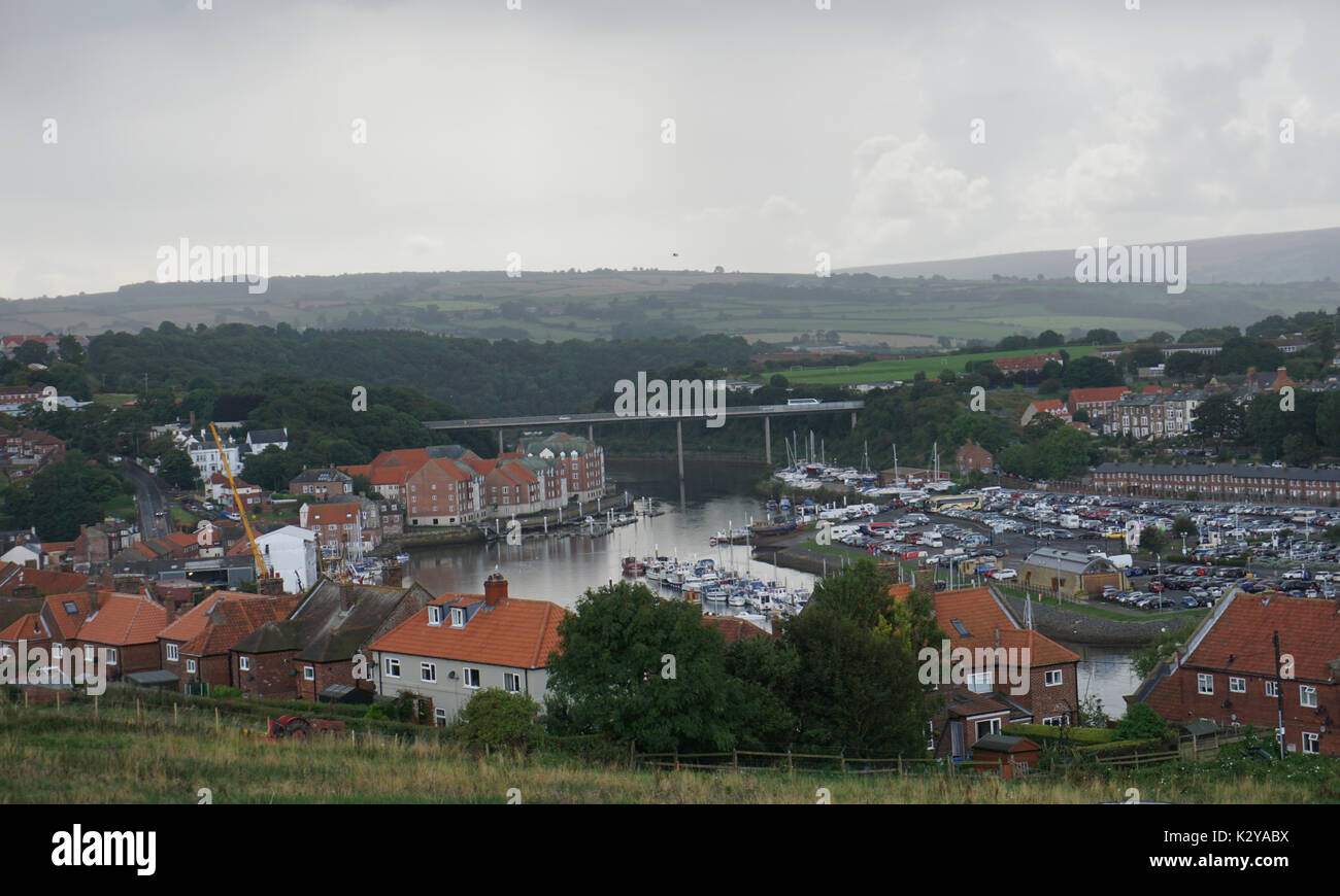 Whitby Town North Yorkshire View From Above showing Fishing and other ...
