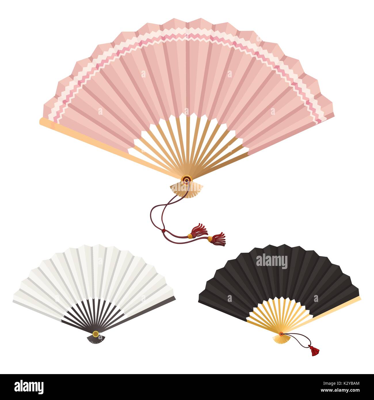 Pink, white, black fans isolated on white background, vector ...