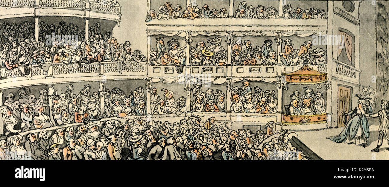 Covent Garden theatre interior of the first theatre. Royal Opera House ...