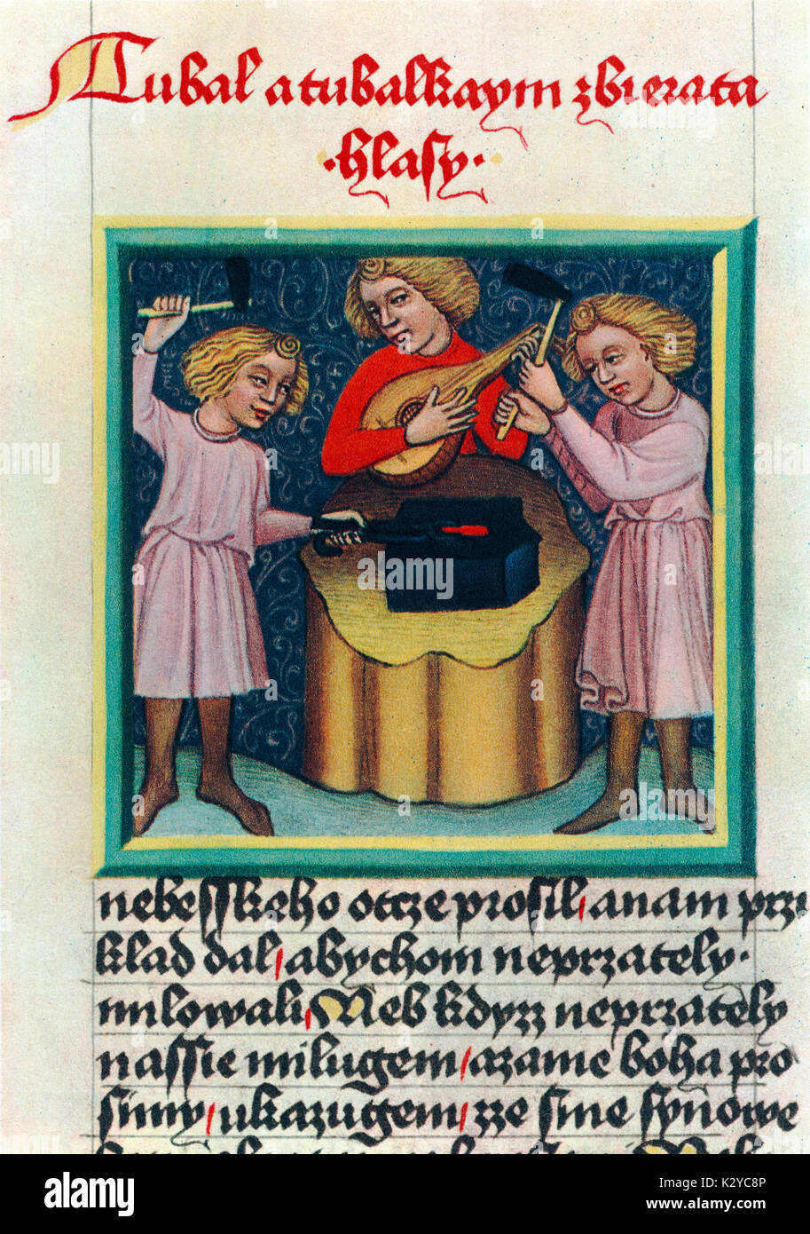 INSTRUMENTS - EARLY - LUTE 15thC illumination showing lute player, and ...