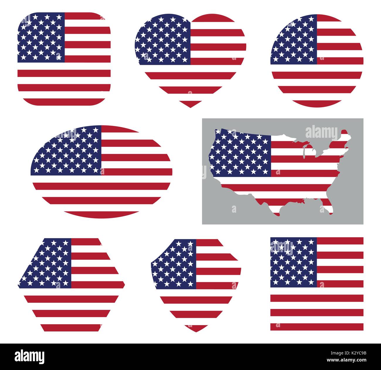 Vector usa national flag icons isolated on white background. American ...
