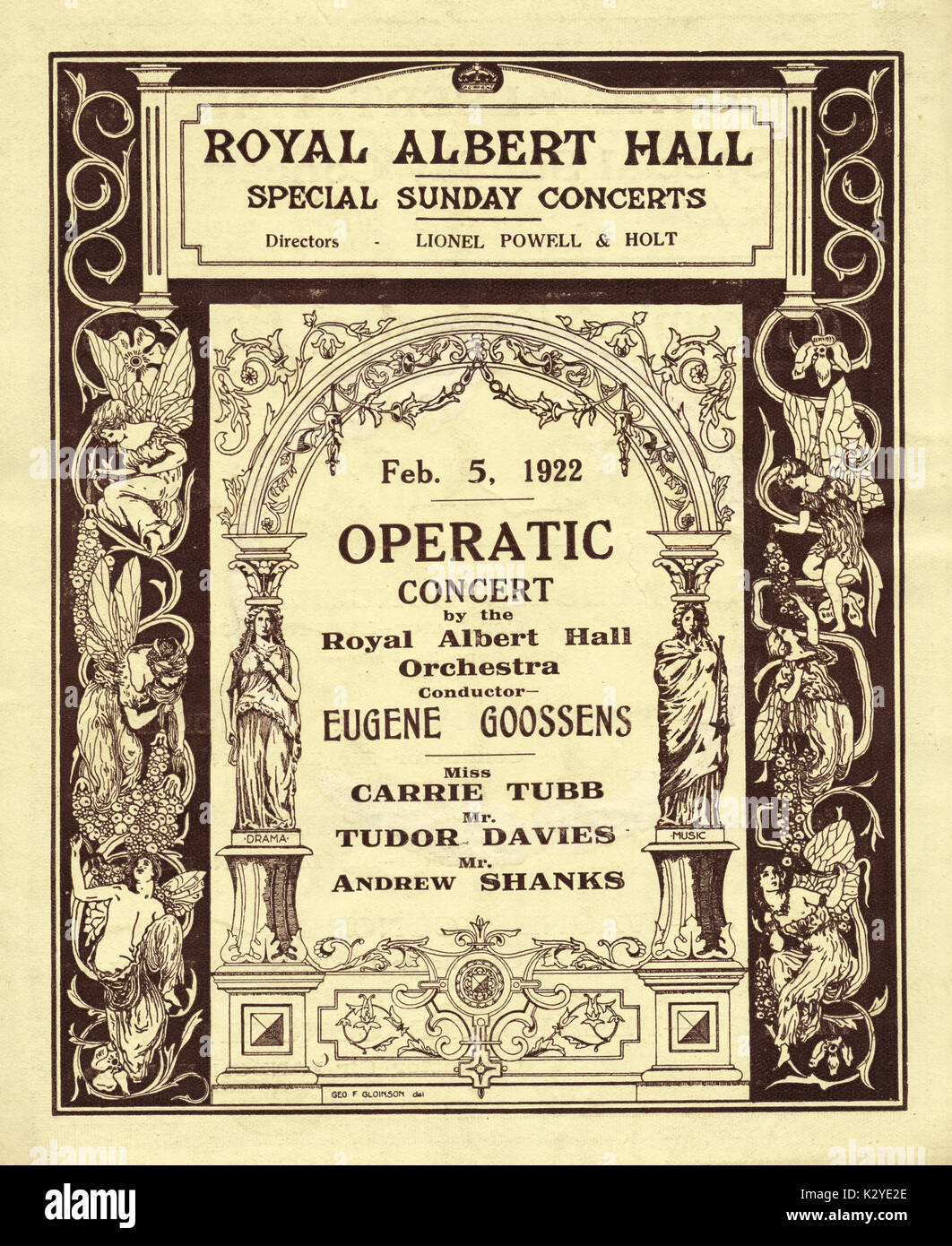LONDON - ROYAL ALBERT HALL Programme for Sunday Operatic Concert, 1922 ...