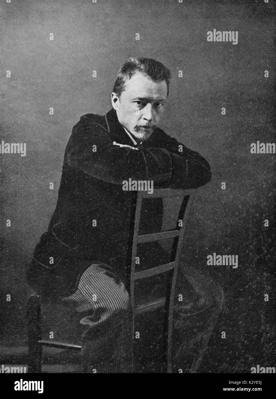 Hugo Wolf sitting on chair. Austrian composer (1860-1903 Stock Photo ...