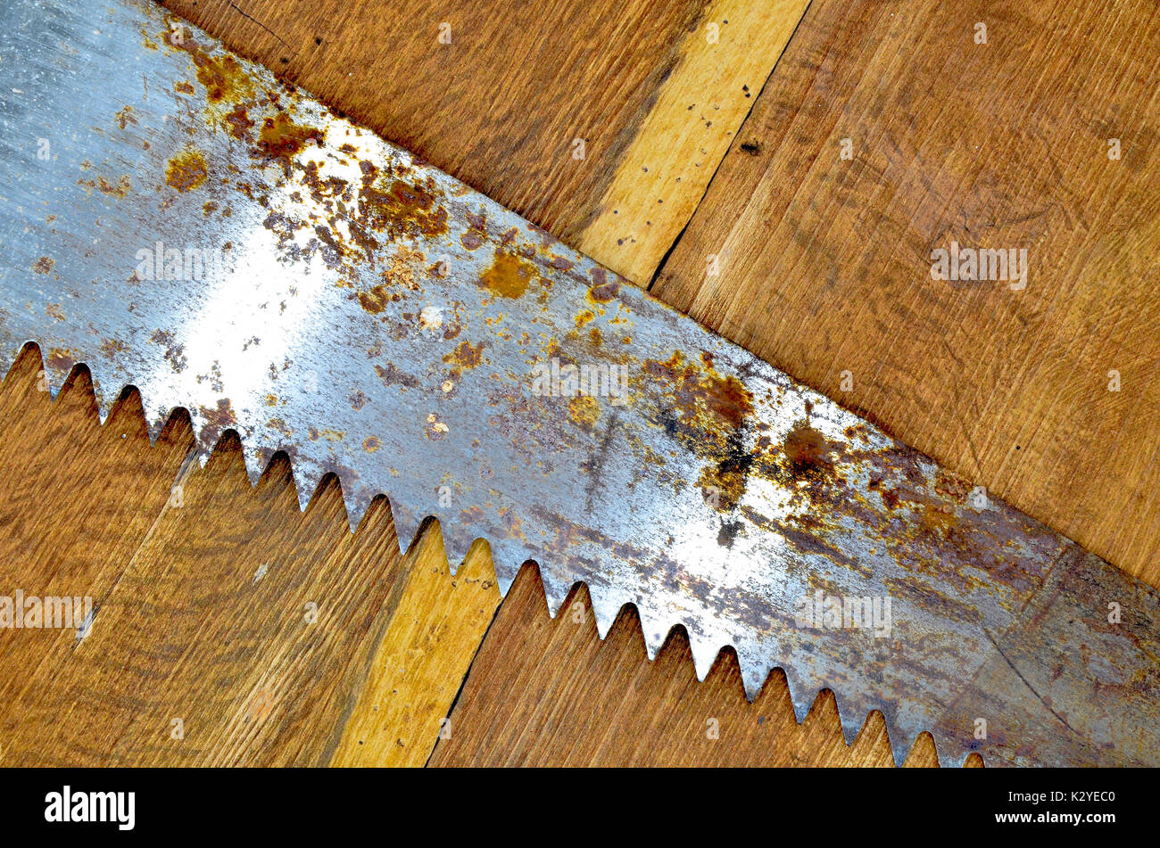rusty saw on wood Stock Photo - Alamy