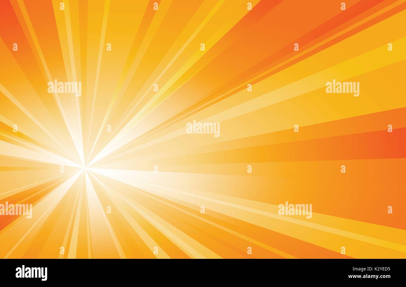 Yellow sun background. Sunburst or orange sunshine bright vector ...